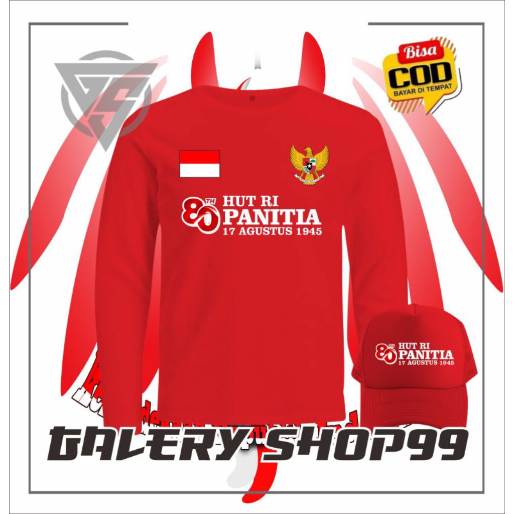 Jual KAOS KEMERDEKAAN HUT RI 80 TAHUN PANITIA 17 AGUSTUS LENGAN PANJANG BONUS TOPI | Shopee ...