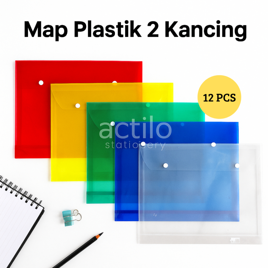 Jual (1 PAK / 12 PCS) Map Plastik 2 Kancing Folio/F4 / Map Kancing 2 Plastik Ukuran F4 SP-313 ...