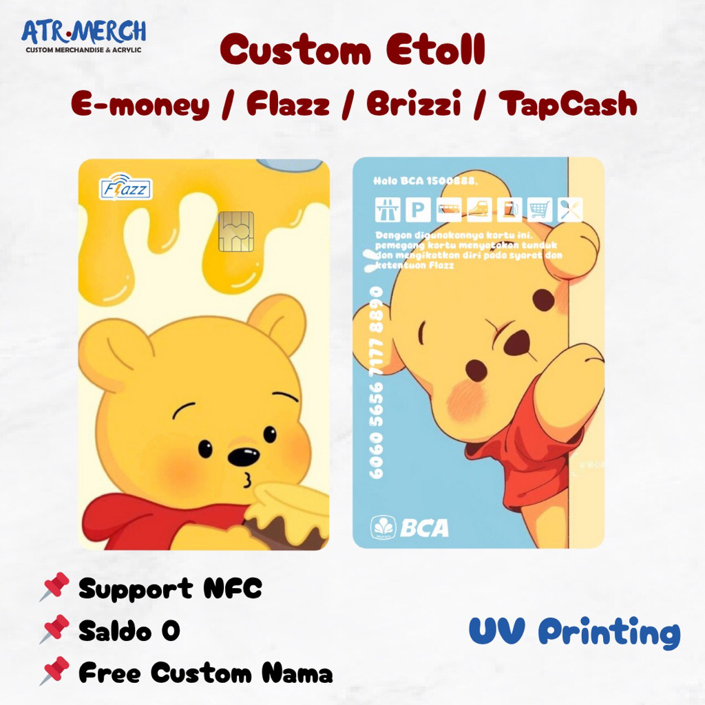 Jual CUSTOM ETOLL WINNIE THE POOH || EMONEY FLAZZ BRIZZI TAPCASH PRINT ...