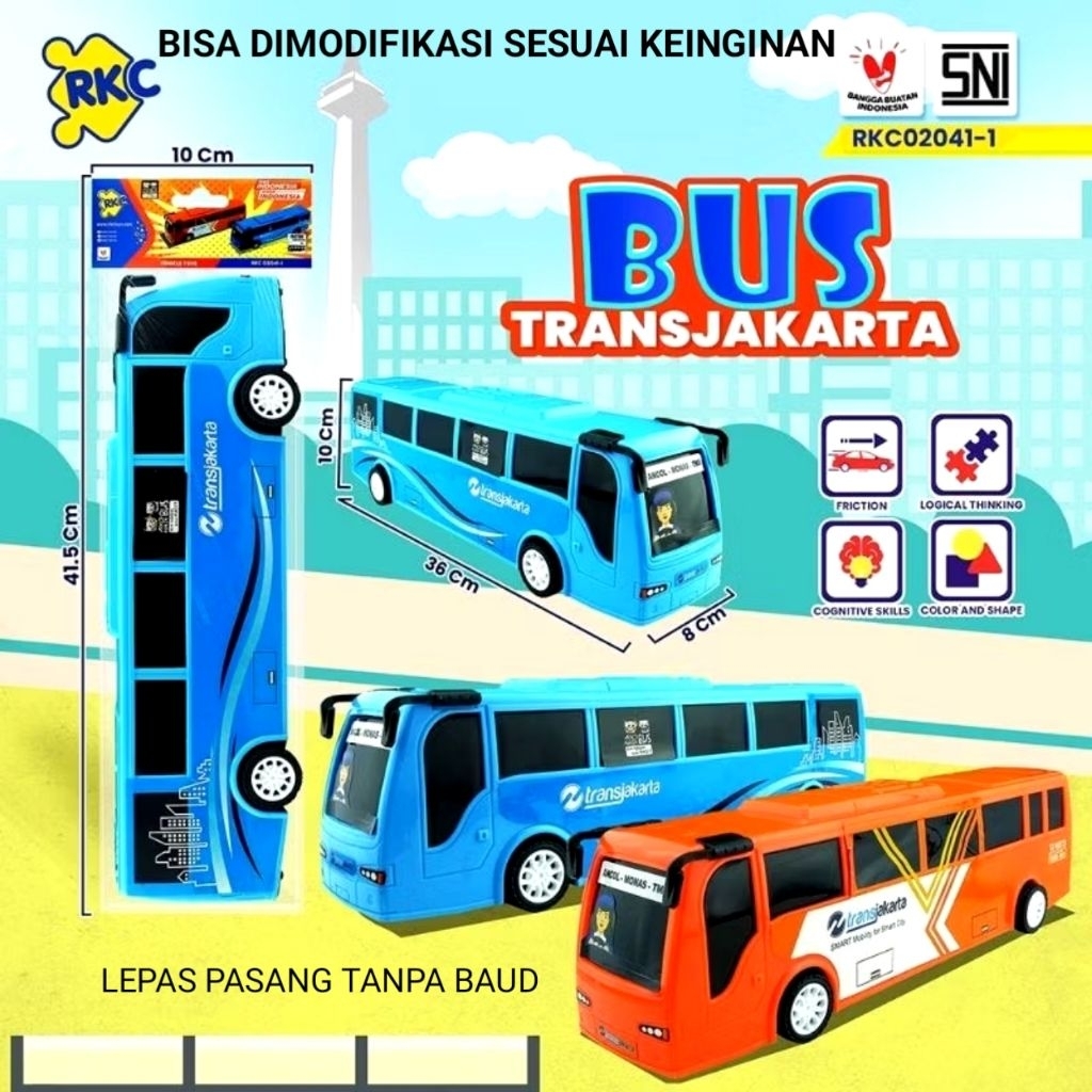Jual MAINAN ANAK BUS RKC TRANSJAKARTA POLISI SIM BUS KOTA AIR CREW PULL ...