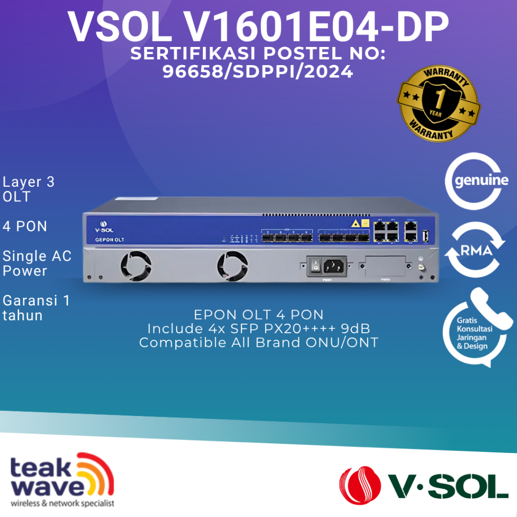 Jual VSOL V1601E04-DP EPON OLT 4 Port L3 Include SFP 9dB 4PORT EPON OLT L3 | Shopee Indonesia