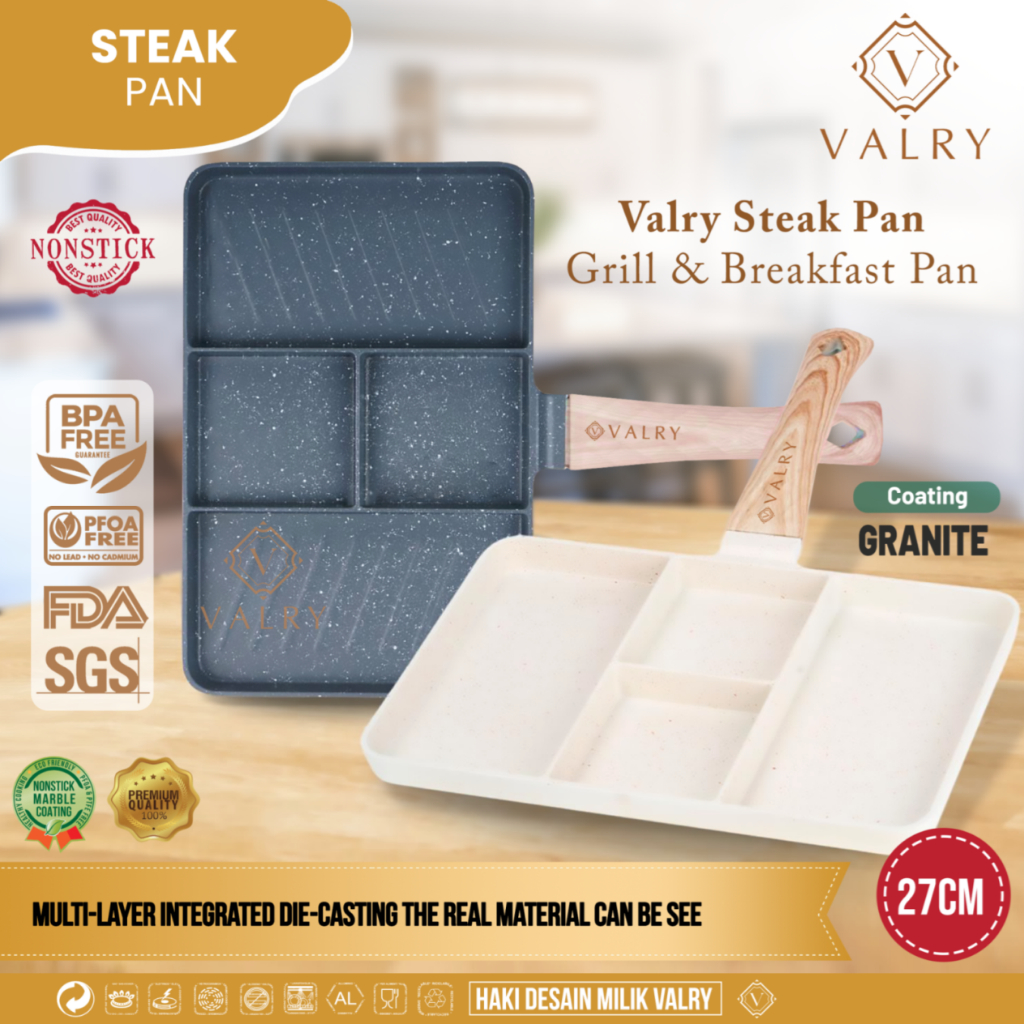 Jual VALRY Steak Pan Panci Grill Pan Alat Panggang Wajan Bbq Grill Pan ...