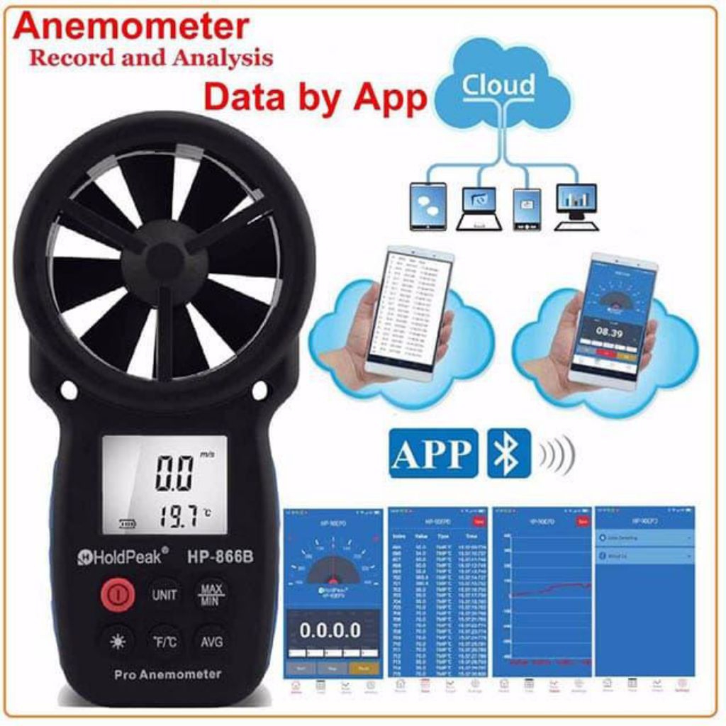 Jual Anemometer with Mobile App Android IOS HoldPeak HP-866B-APP ...