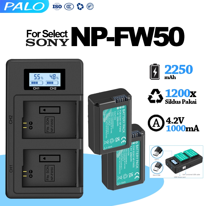 Jual PALO Baterai NP-FW50 NPFW50 2250mah+Charger Battery For Sony a6000 ...