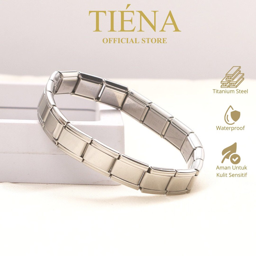 Jual TIENA Italian Charms Bracelet (18 pcs) Silver Collection Titanium ...