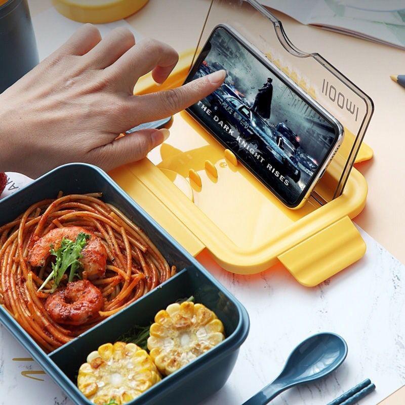Jual Lunch Box Bento Kotak Tempat Makan Transparan 1100ML BPA Free Set ...