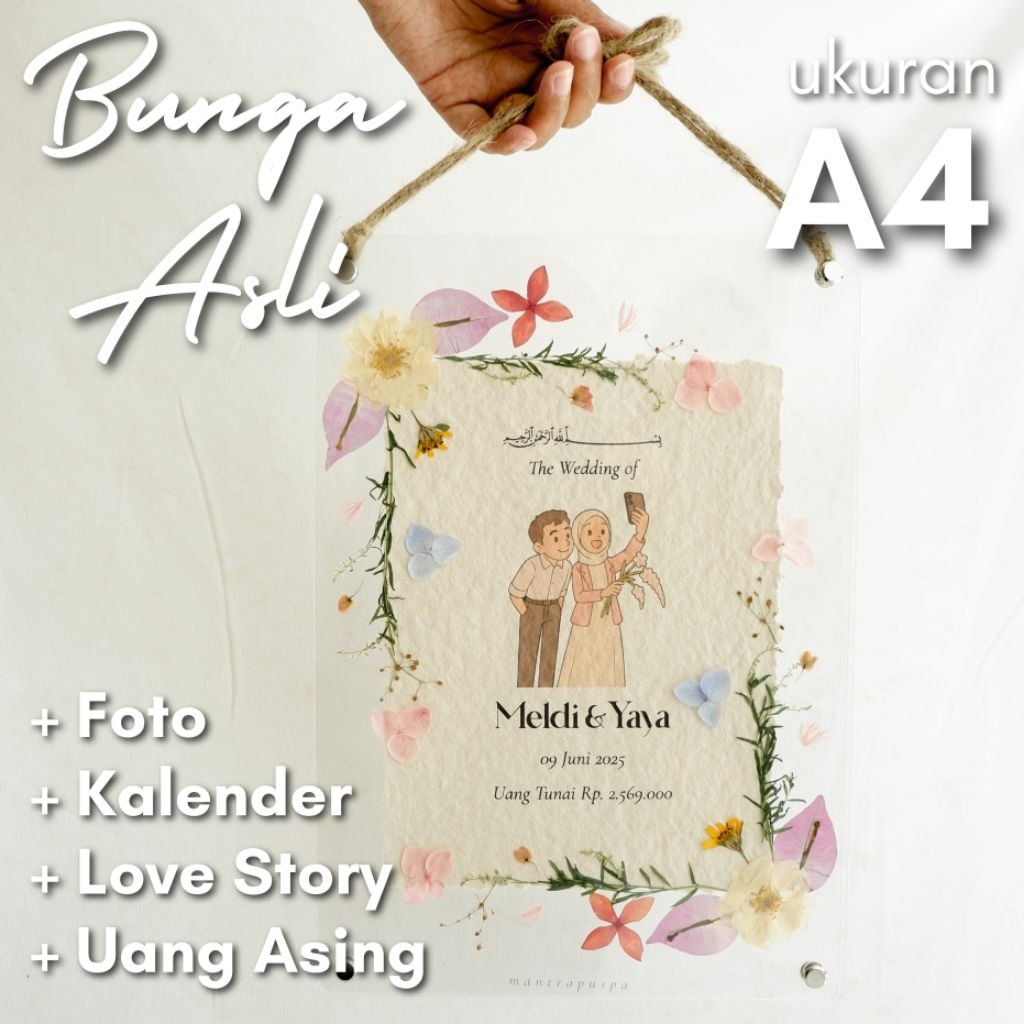 Jual Frame Mahar A4 BUNGA ASLI | pernikahan akrilik pengantin nikah ...