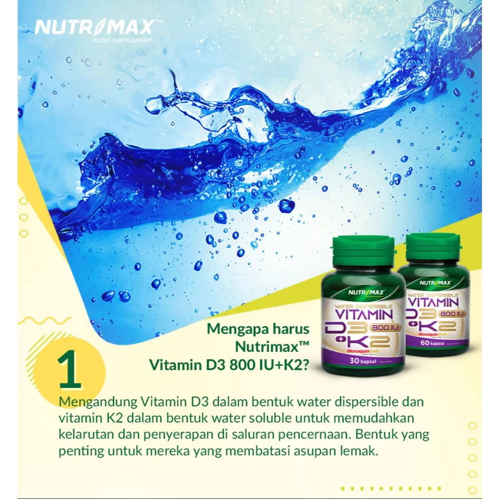Jual Nutrimax Vitamin D3 K2 800 IU with 30 Capsules | Calcium Supplement for Bone Health and ...