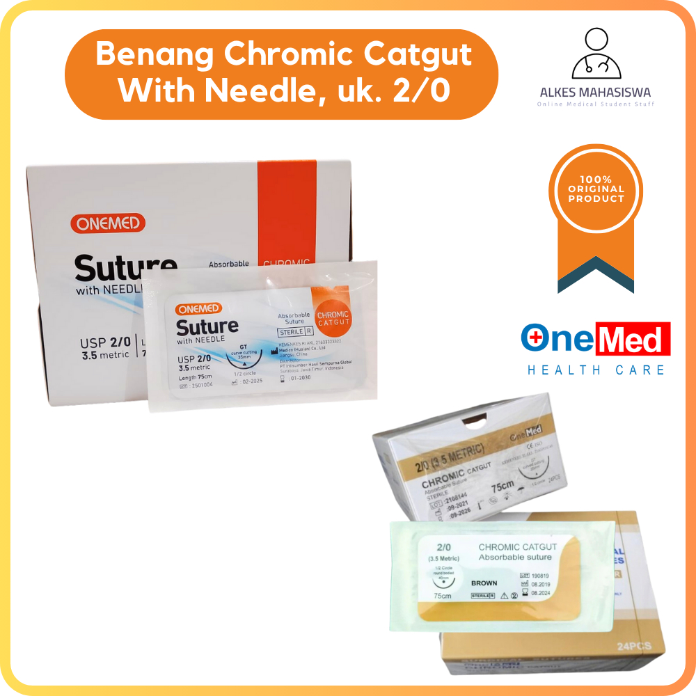 Jual Benang CATGUT Chromic 2.0 With Needle Benang dan Jarum 2/0 OneMed ...