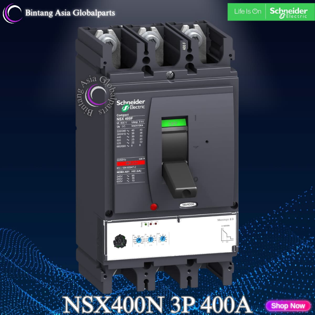 Jual MCCB 3p 400a Schneider NSX400N Original / MCCB 3 Phase 400 Ampere LV432693 / Breaker NSX 3 ...