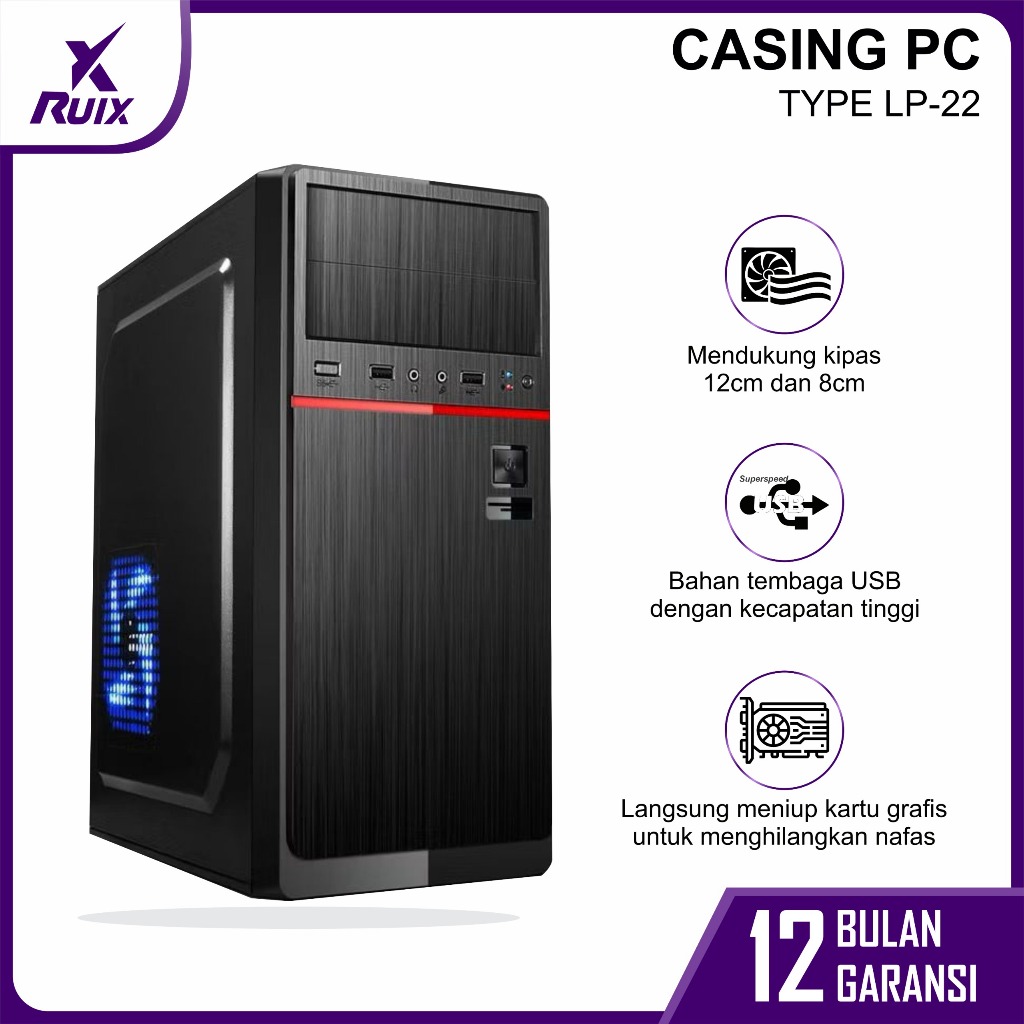 Jual Casing CPU LP-22 ATX Micro Gaming Hitam Computer PC Case RGB LED ...