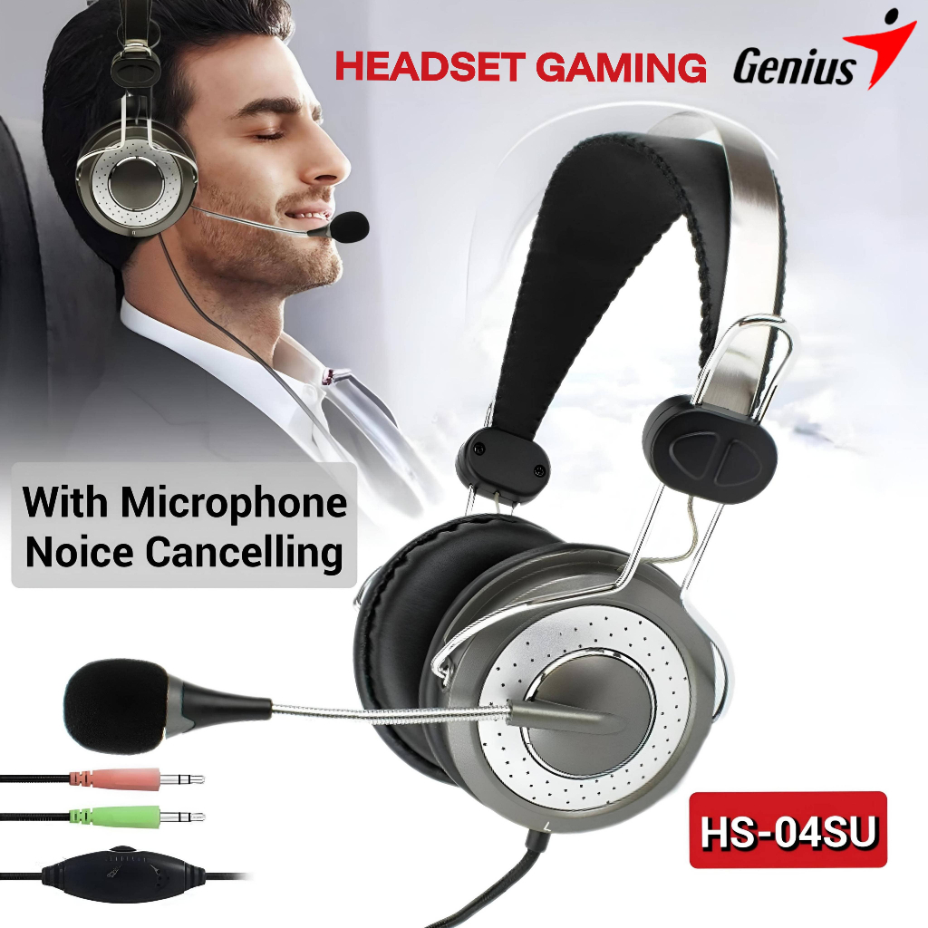 Jual Headphone Headset Gaming Genius Microphone Mic Hp Komputer PC ...