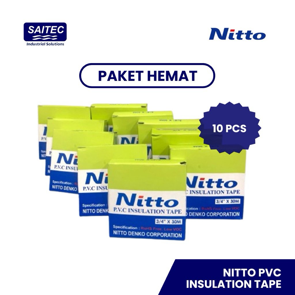 Jual PAKET HEMAT 10 PCS LAKBAN LISTRIK NITTO | PVC Insulation Tape 3/4 ...