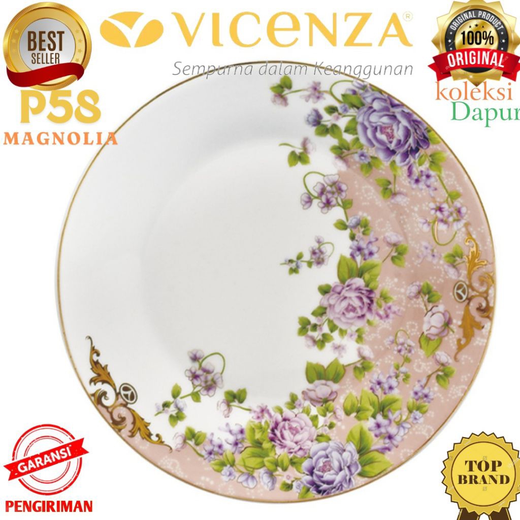 Jual Piring Camilan VICENZA, Piring Dessert P58 motif magnolia, set 6 ...