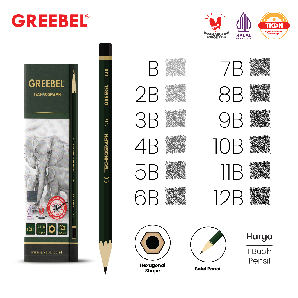 Jual Pensil Pencil B 2B 3B 4B 5B 6B 7B 8B 9B 10B 11B 12B Greebel ...