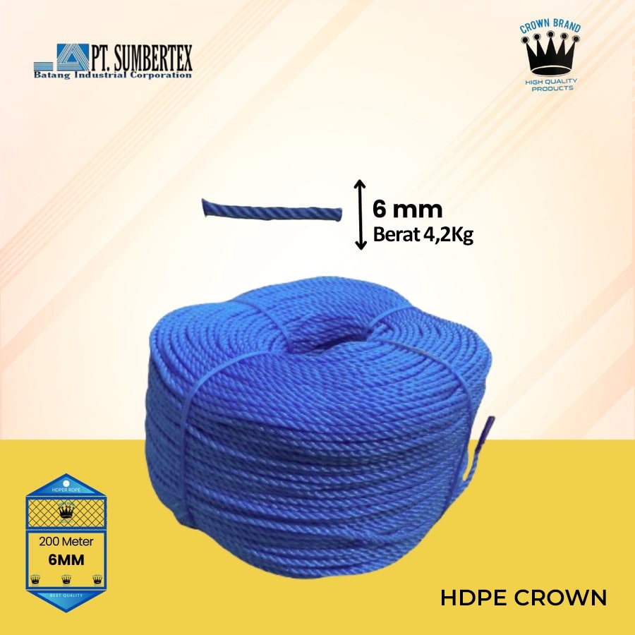 Jual TALI Tambang Plastik CROWN 6mm 1 ROLL Panjang 200 Meter HDPE or Tali Plastik CROWN or Tali ...
