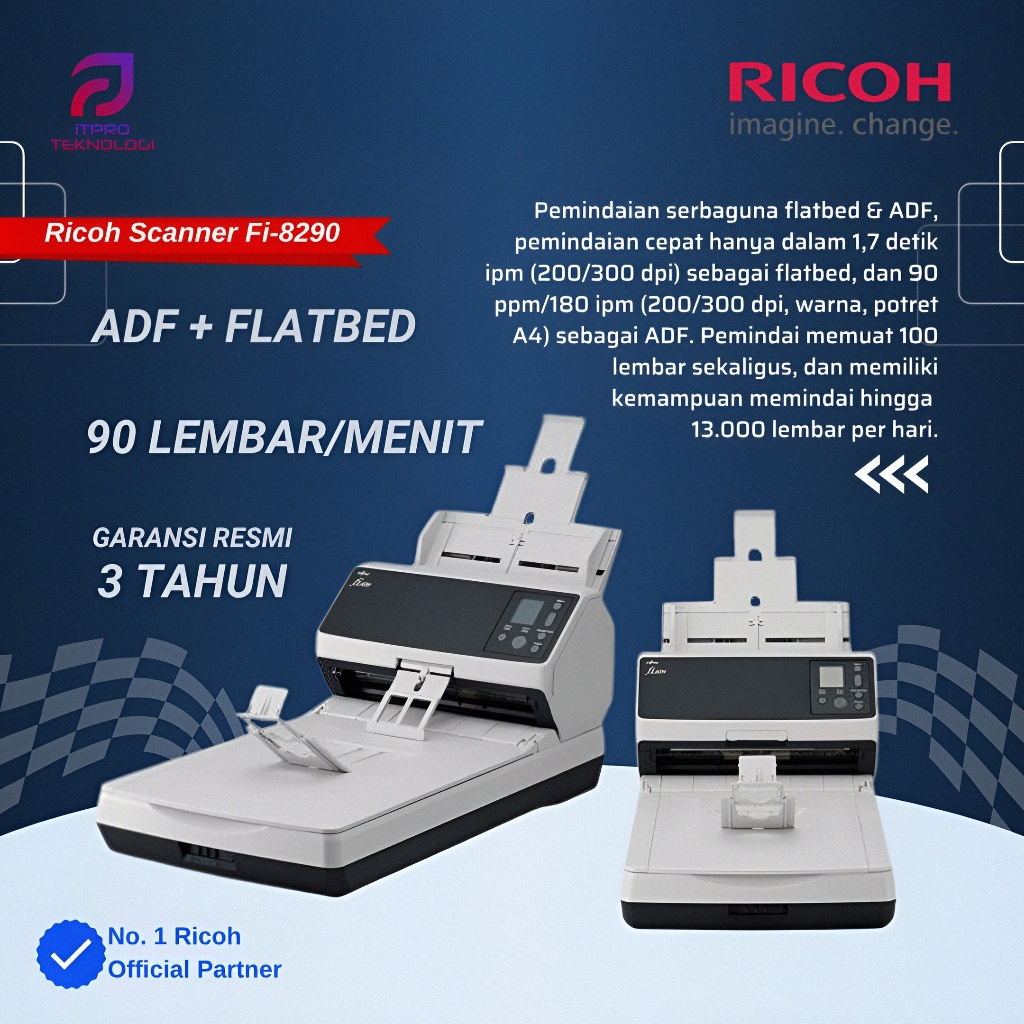 Jual Scanner Fujitsu Ricoh Fi-8290 ADF + Flatbed - 90 Lembar/Menit - (A4/Legal) | Shopee Indonesia