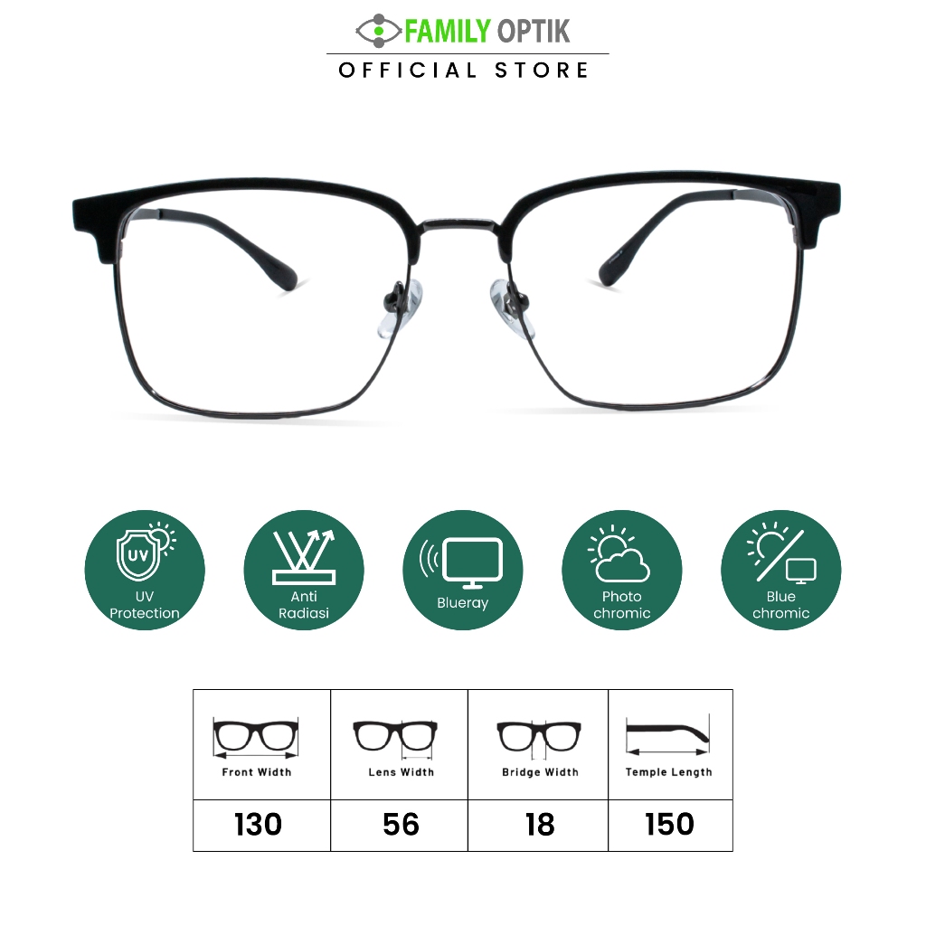 Jual Family Optik - Kacamata Blush On Vintage Blueray Photocromic Anti ...