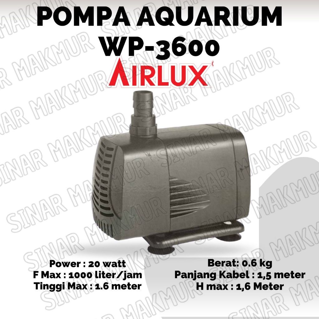 Jual pompa aquarium merek Airlux type WP3600 | Shopee Indonesia