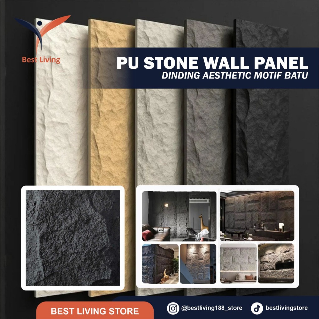 Jual WALL PANEL PU STONE WALLPAPER DINDING AESTHETIC MOTIF BATU PREMIUM ...
