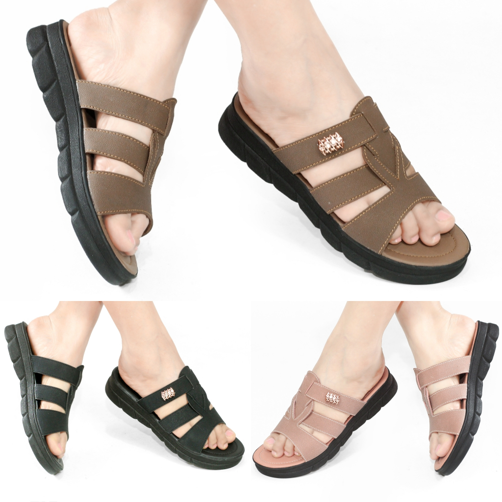 Jual Sandal Wanita Wedges Sendal Cewek Selop Slop Teplek Kondangan ...