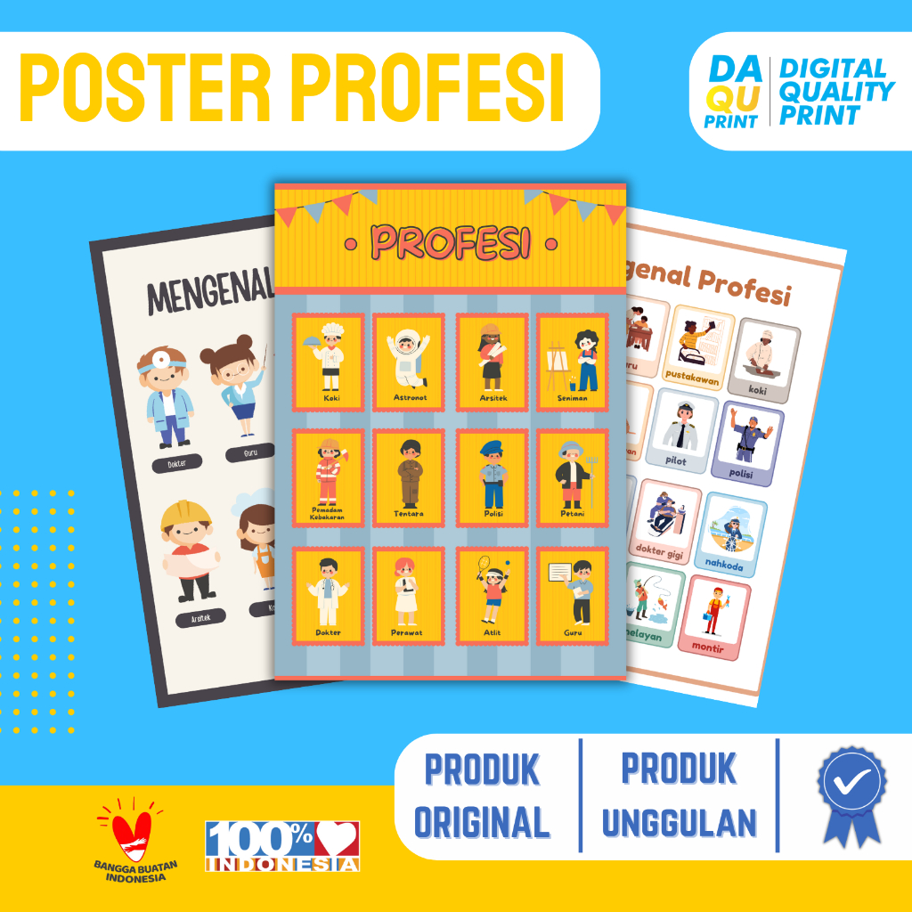 Jual POSTER A3+ EDUKASI / POSTER SEKOLAH ANAK TEMA PROFESI | Shopee ...