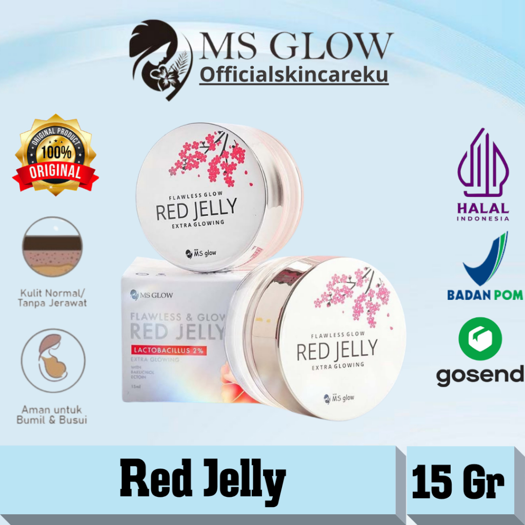 Jual Red Jelly Ms Glow Original Extra Glowing Cream Wajah Glowing ...