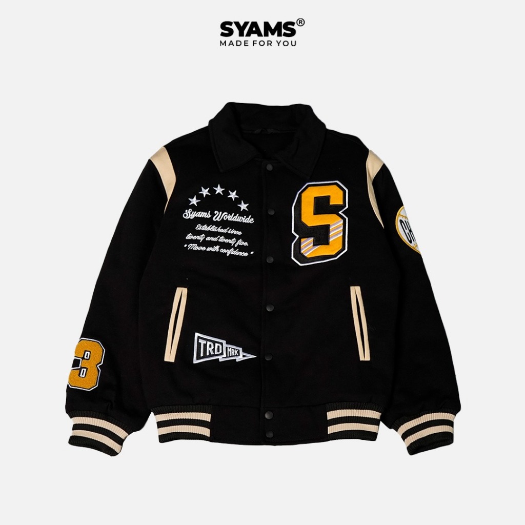 Jual Syams Wear Jacket Varsity Field King Jaket Embroidery Flecee 370 ...