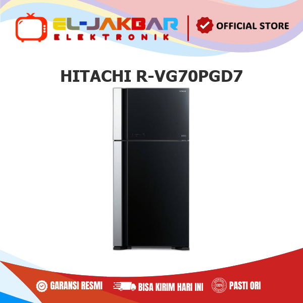 Jual HITACHI R-VG70PGD7 KULKAS 2 PINTU TOP FREZEER GLASS 550L INVERTER X DUAL FAN COOLING ...
