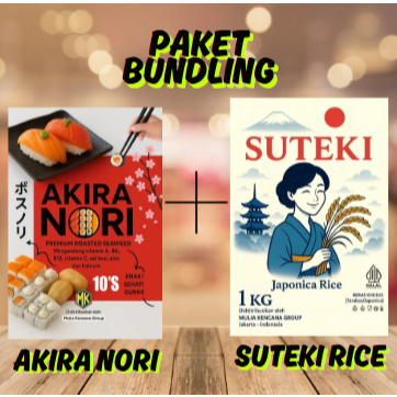 Jual PAKET BUNDLING AKIRA NORI 10S + SUTEKI RICE 1KG / SUSHI NORI ...
