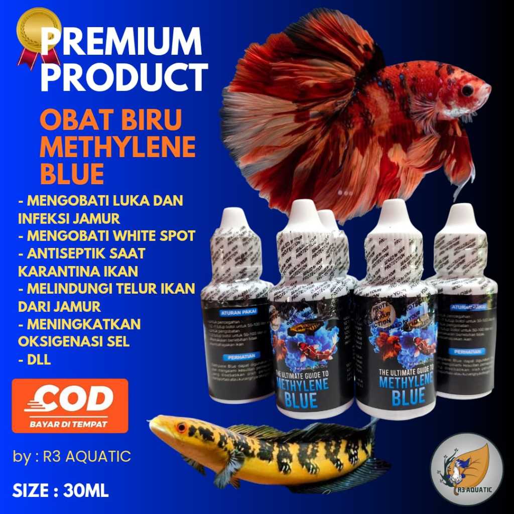 Jual OBAT BIRU PREMIUM METHYLENE BLUE 30ML OBAT IKAN CUPANG LOUHAN ...