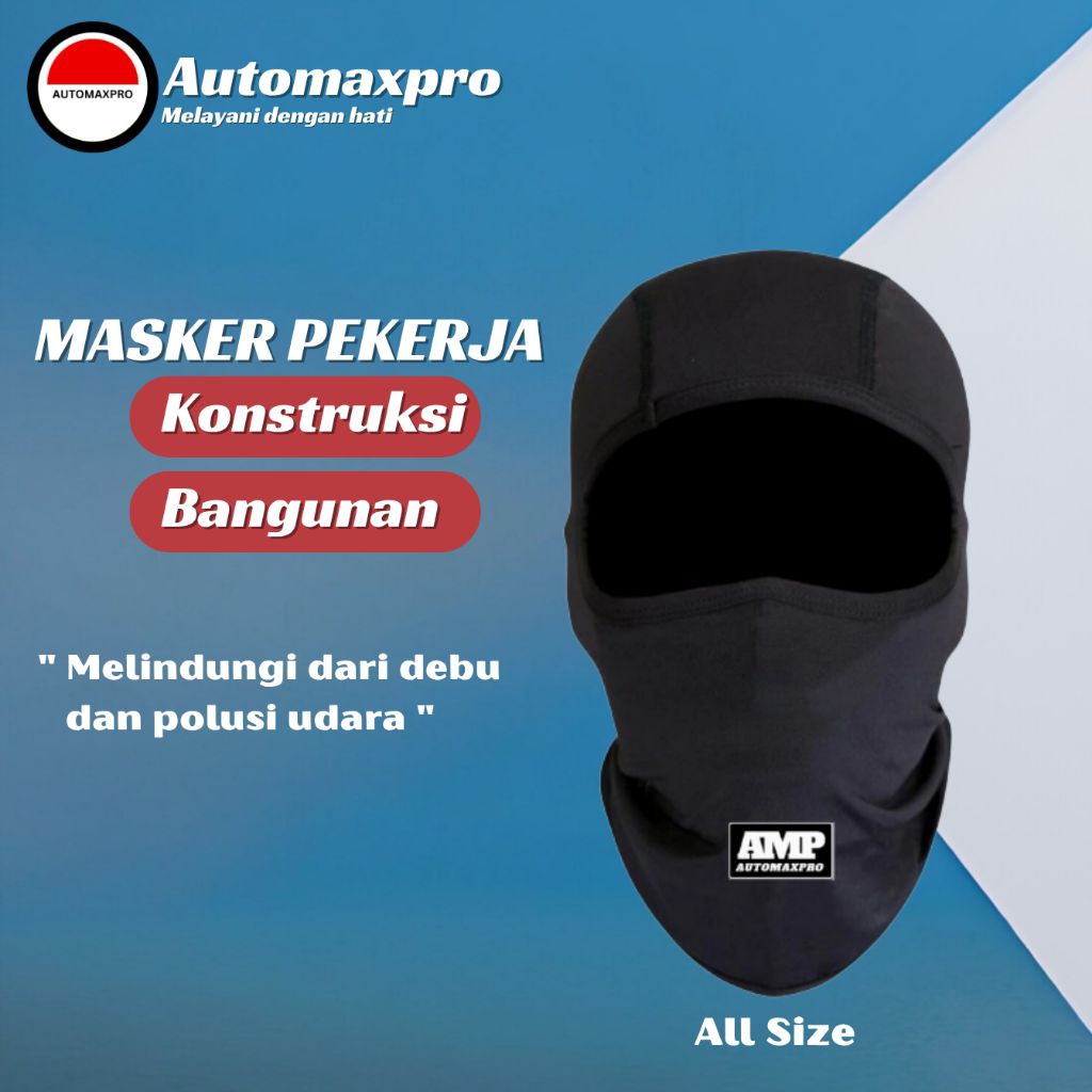 Jual Automaxpro AMP Masker Ninja Hitam Polos Masker Pekerja Bangunan ...