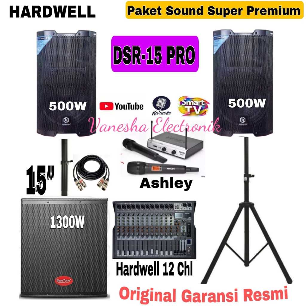 Jual Paket Sound System 15 Inch Hardwell DSR 15 PRO+Subwoofer Baretone SW15+Mixer Hardwell 12chl ...