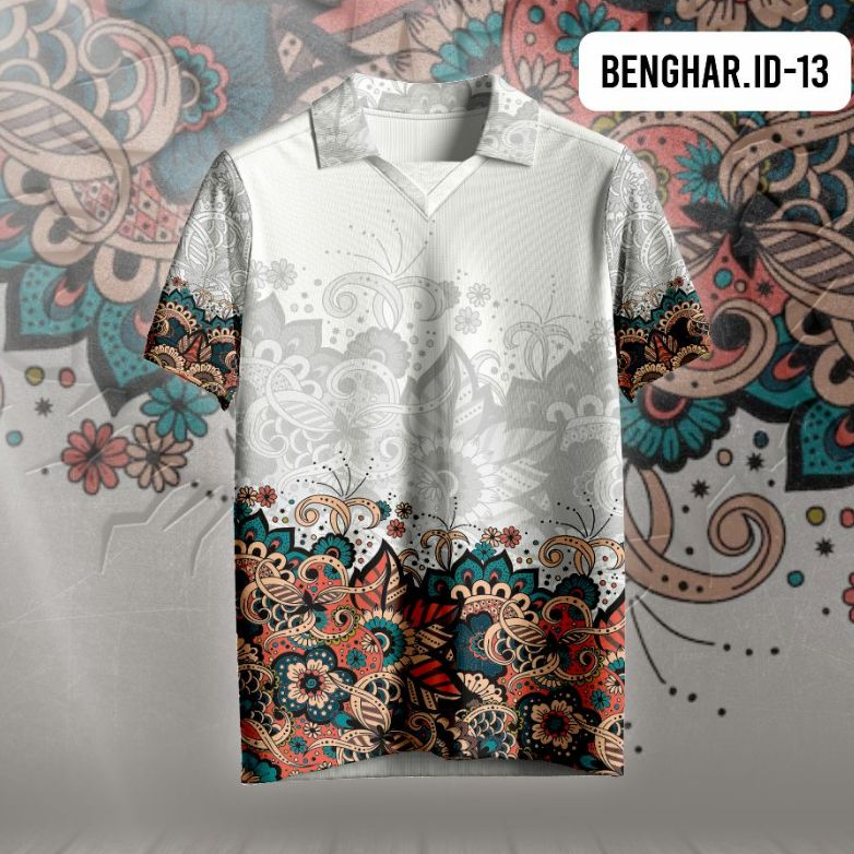 Jual Jersey Batik Modern Full Print Motif Flora Abstrak - Kaos Batik ...