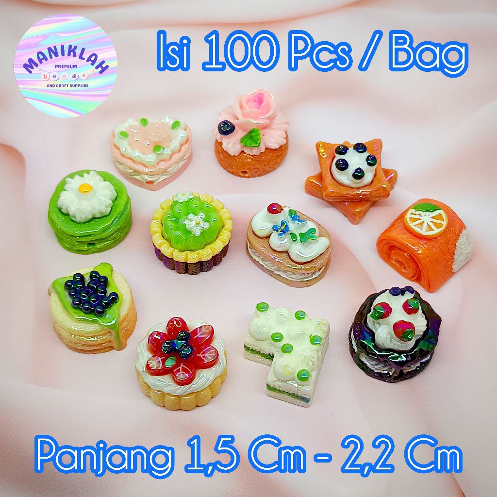 Jual Manik UV Luxury Aneka Jenis Cake 3D ( Bahan Resin ), Ukuran 1,5 Cm - 2,2 Cm, isi 100 pcs ...
