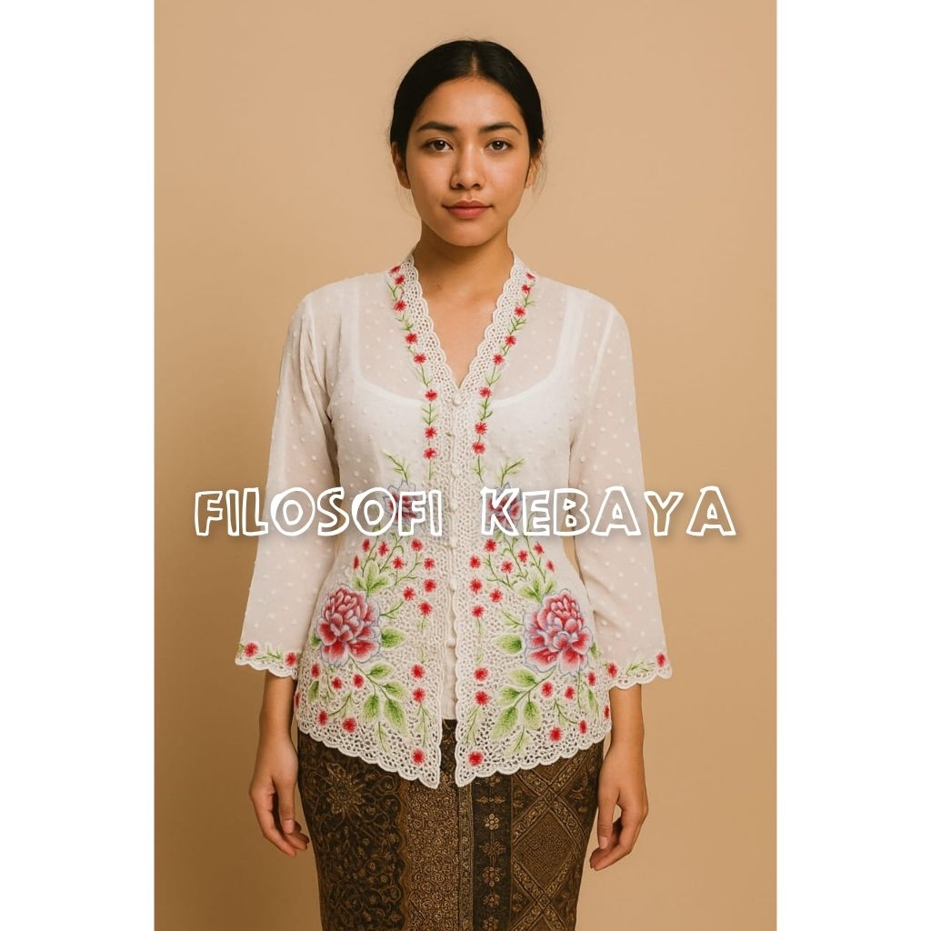 Jual COD- REALPICT ATASAN KEBAYA ENCIM BAHAN KATUN RUBIAH MOTIF BUNGA ...