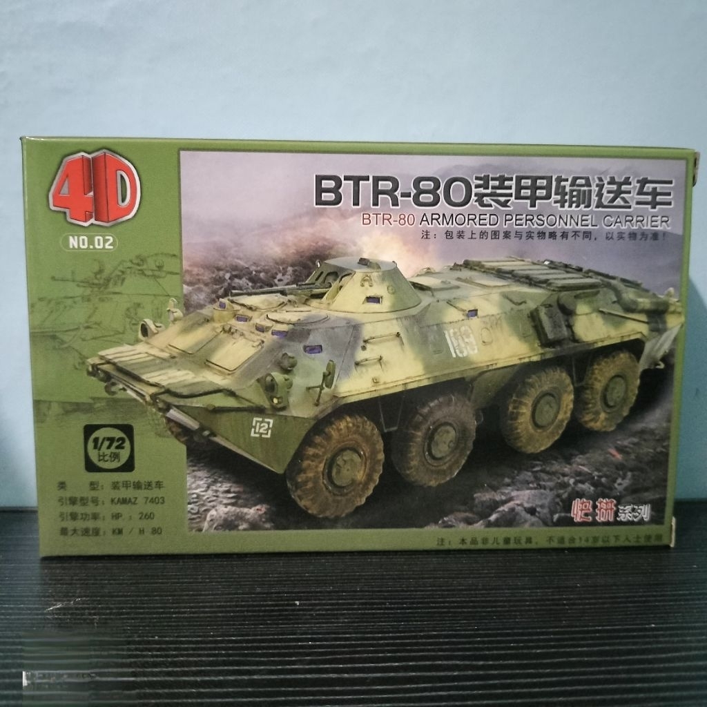 Jual model kit BTR-80 1/72 Armored personel carrier ww2 4D military ...