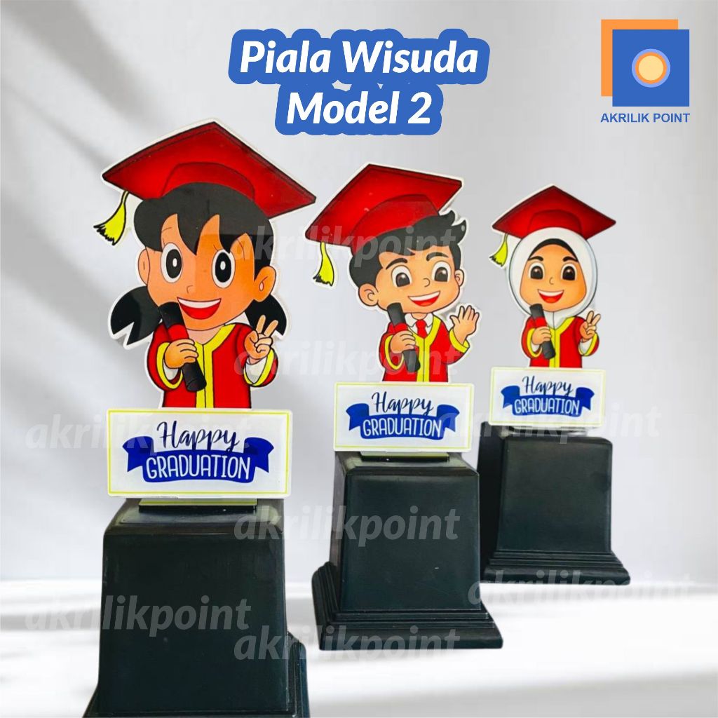 Jual PIALA AKRILIK WISUDA KELULUSAN Model 2 Warna Merah | Tropi Vandel ...