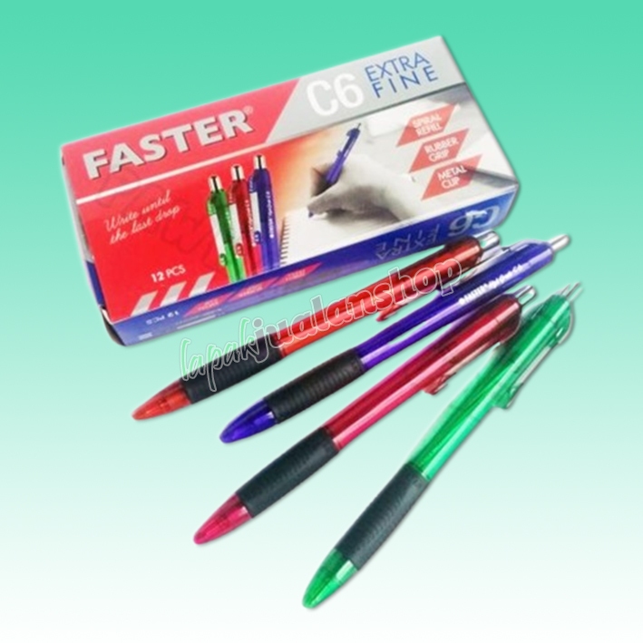Jual PULPEN / PEN / BALLPOINT FASTER C6 | Shopee Indonesia