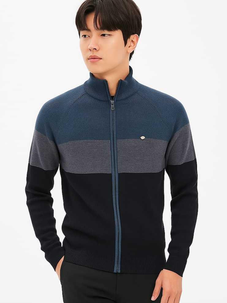Jual jaket sweater rajut resleting garis pria | Shopee Indonesia