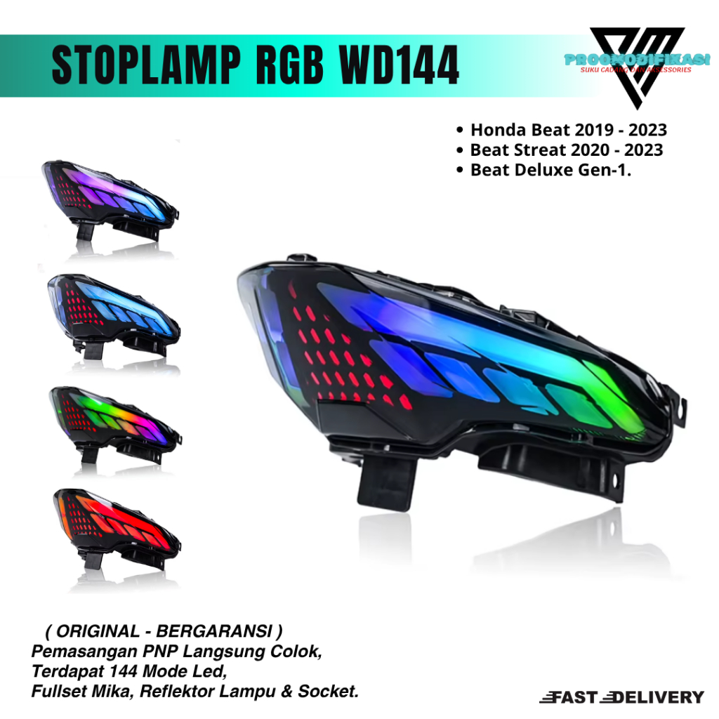 Jual LAMPU STOPLAMP BEAT DELUXE BEAT STREET BEAT CBS LAZY RUNNING RGB ...