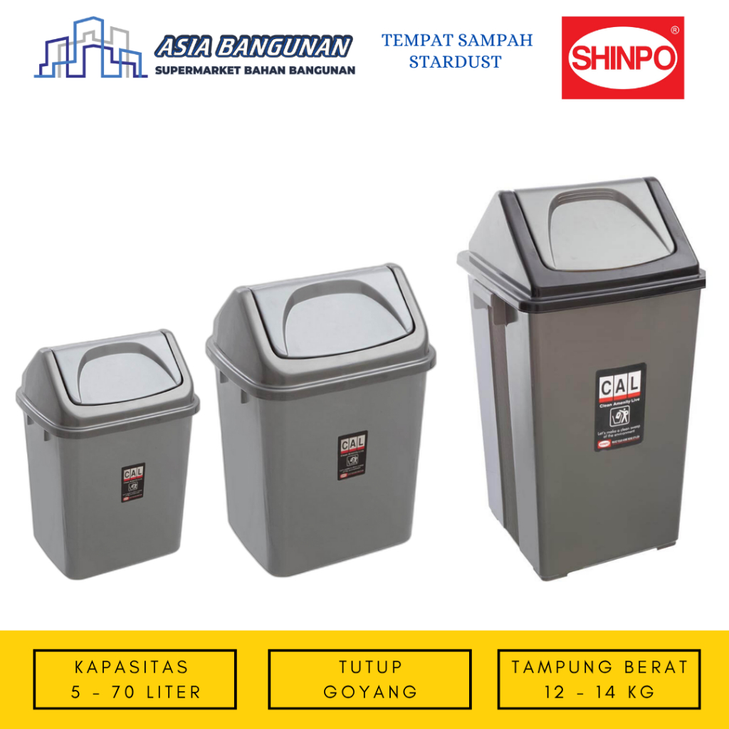 Jual ASIA BANGUNAN - SHINPO TEMPAT SAMPAH KOTAK TUTUP GOYANG 12/14 ...