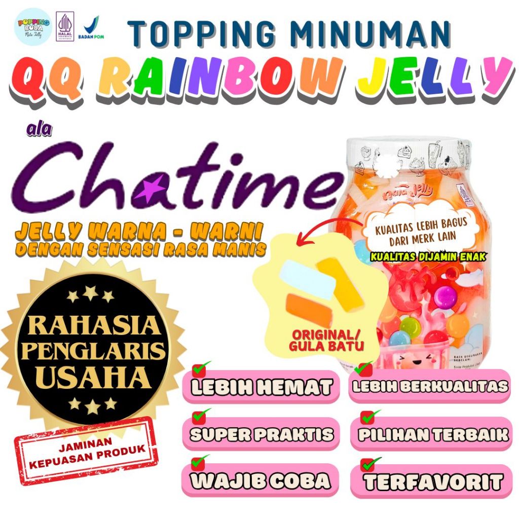 Jual QQRainbowJellyKonyakuToppingMinumanKombinasi DELIFRU Sirup Gula ...