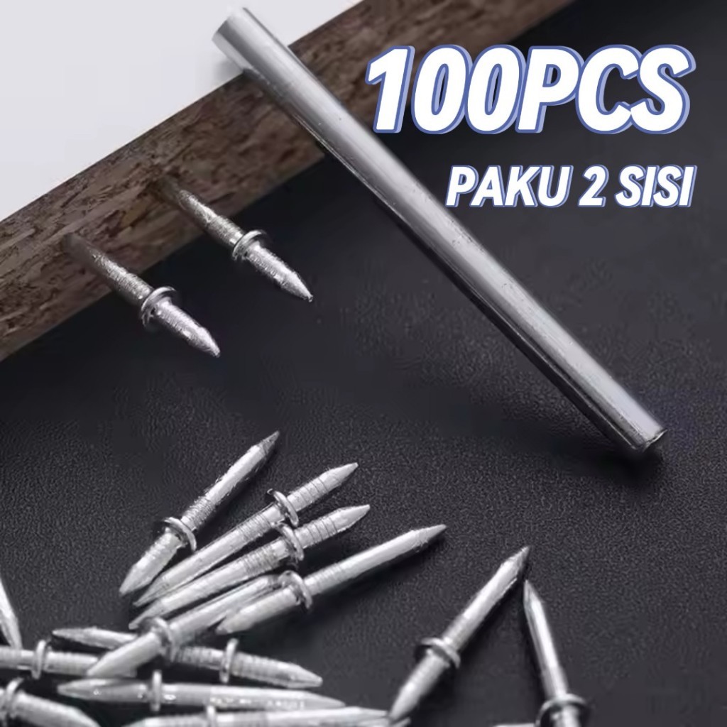 Jual 100PCS PAKU 2 SISI / PAKU DUA ARAH ULIR Paku Tanpa Jejak Double ...
