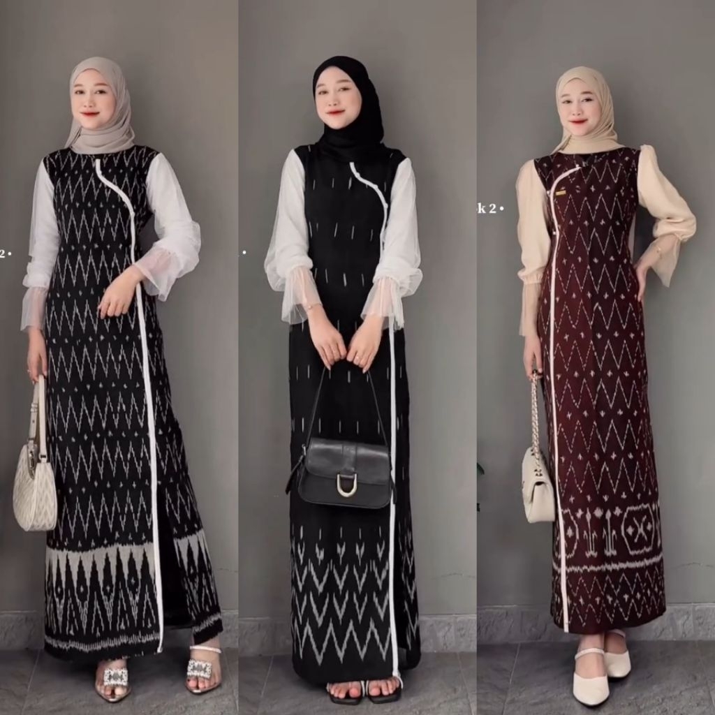 Jual CALINA DRESS SERIES - BAJU TENUN COUPLE | Shopee Indonesia