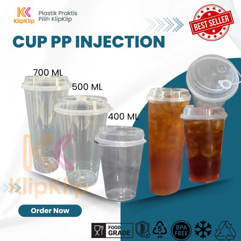 Jual Cup PP Injection 400ml 14oz 500ml 16oz 700ml 22oz @25pcs | Gelas Plastik Bobba |Thai Tea ...
