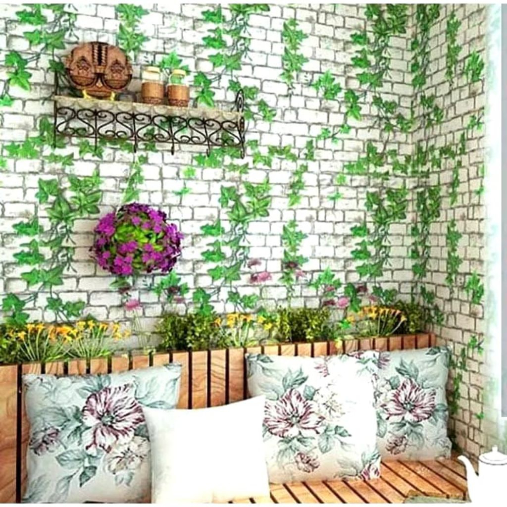 Jual WALLPAPER DINDING MOTIF BATA DAUN RAMBAT WALLPAPER DINDING KAMAR ...