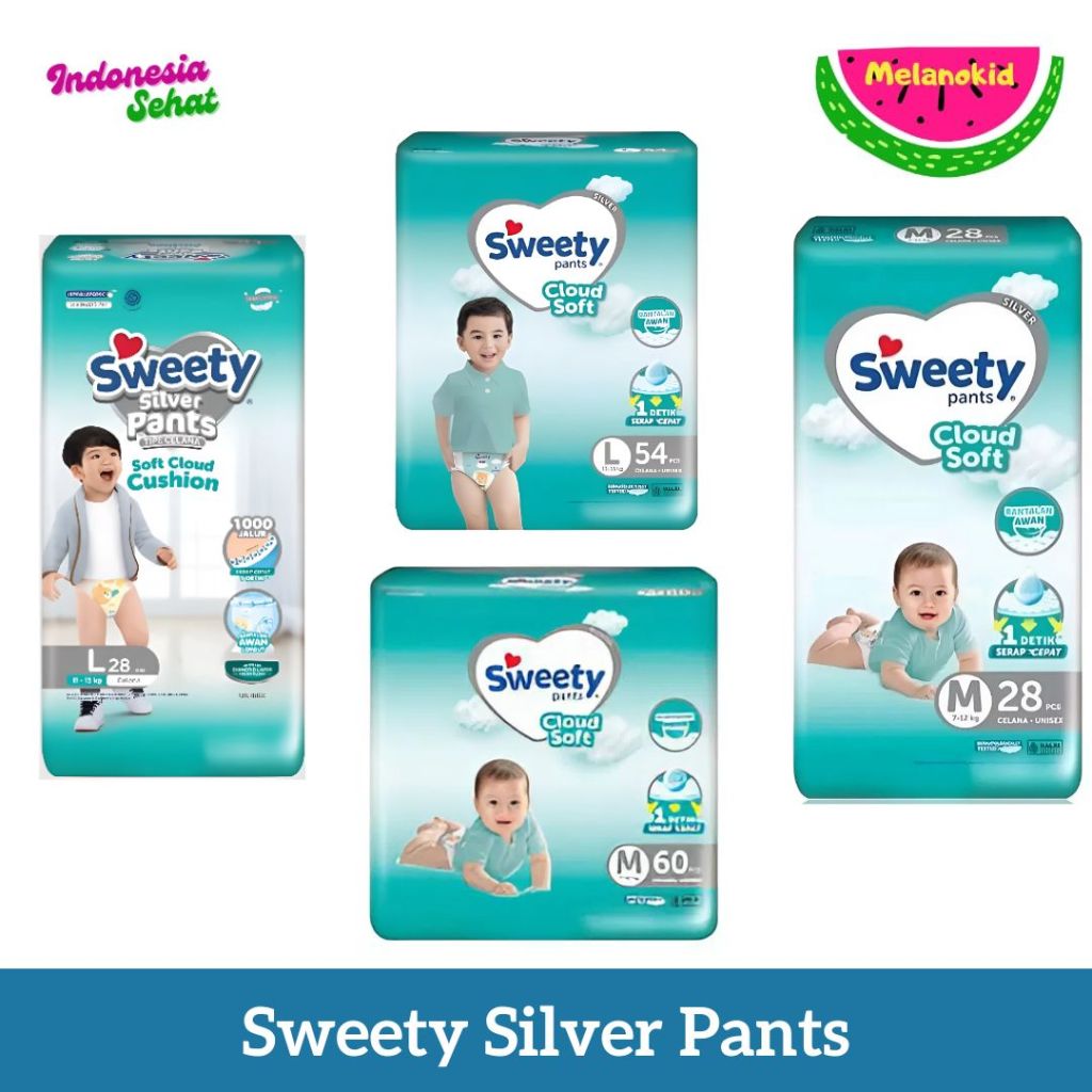 Jual Popok Celana Anak Sekali Pakai Diapers Sweety Silver Pants L28 ...