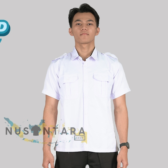 Jual Kemeja Pdh Putih Pria Kerah Hitam Baju Pemda Pns Putih Lengan ...
