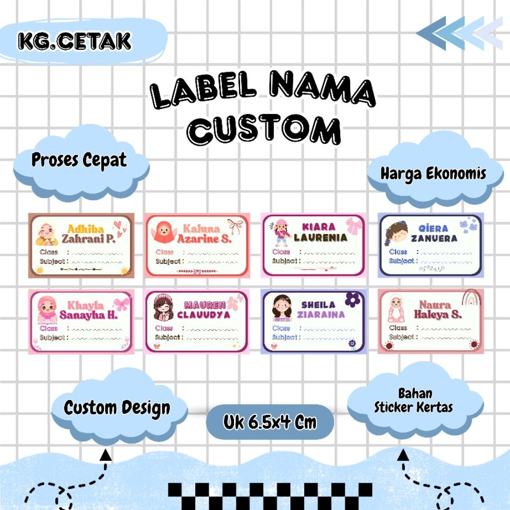 Jual LABEL NAMA CUSTOM/CETAK LABEL NAMA ANAK LUCU/CETAK LABEL NAMA ...